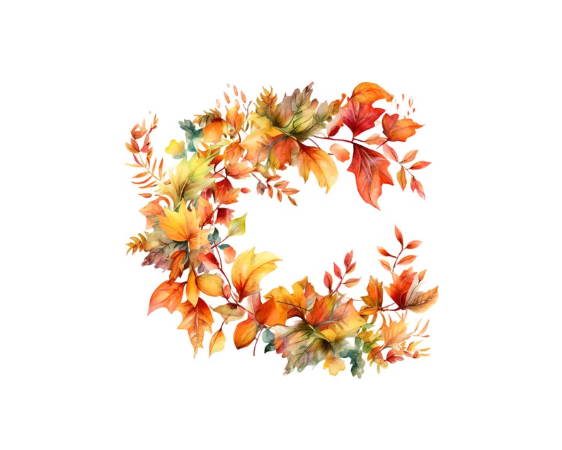 Autumn Leaves Garland PNG Clipart - Etsy