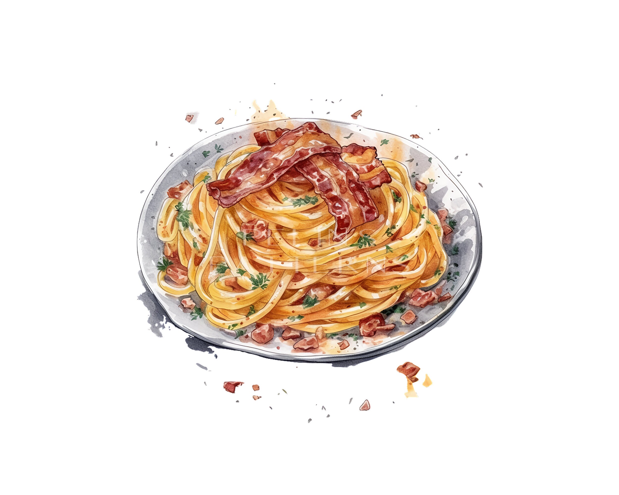 Spaghetti Carbonara Watercolor Clipart PNG - Etsy