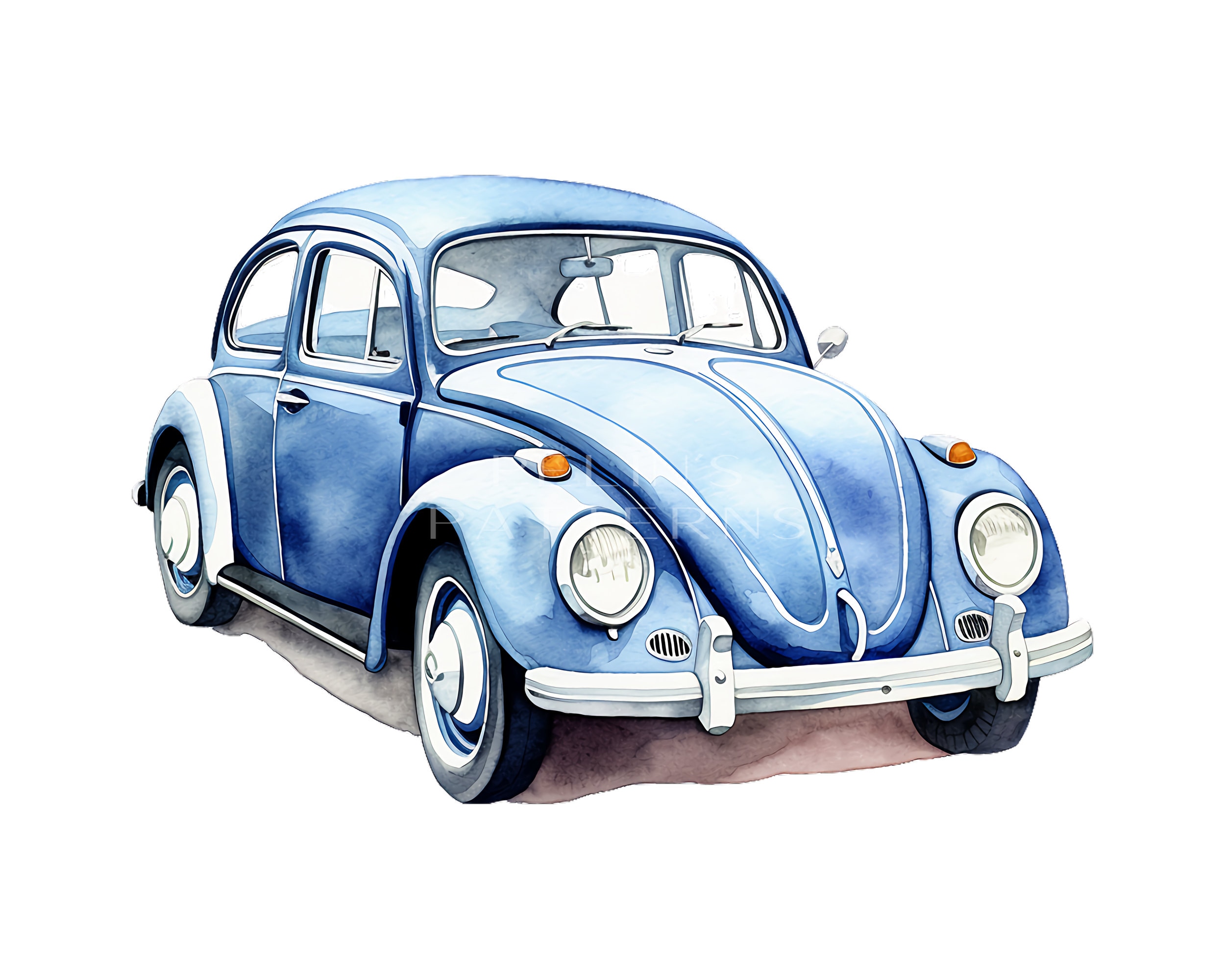 Vintage Volkswagen Beetle Clipart PNG - Etsy