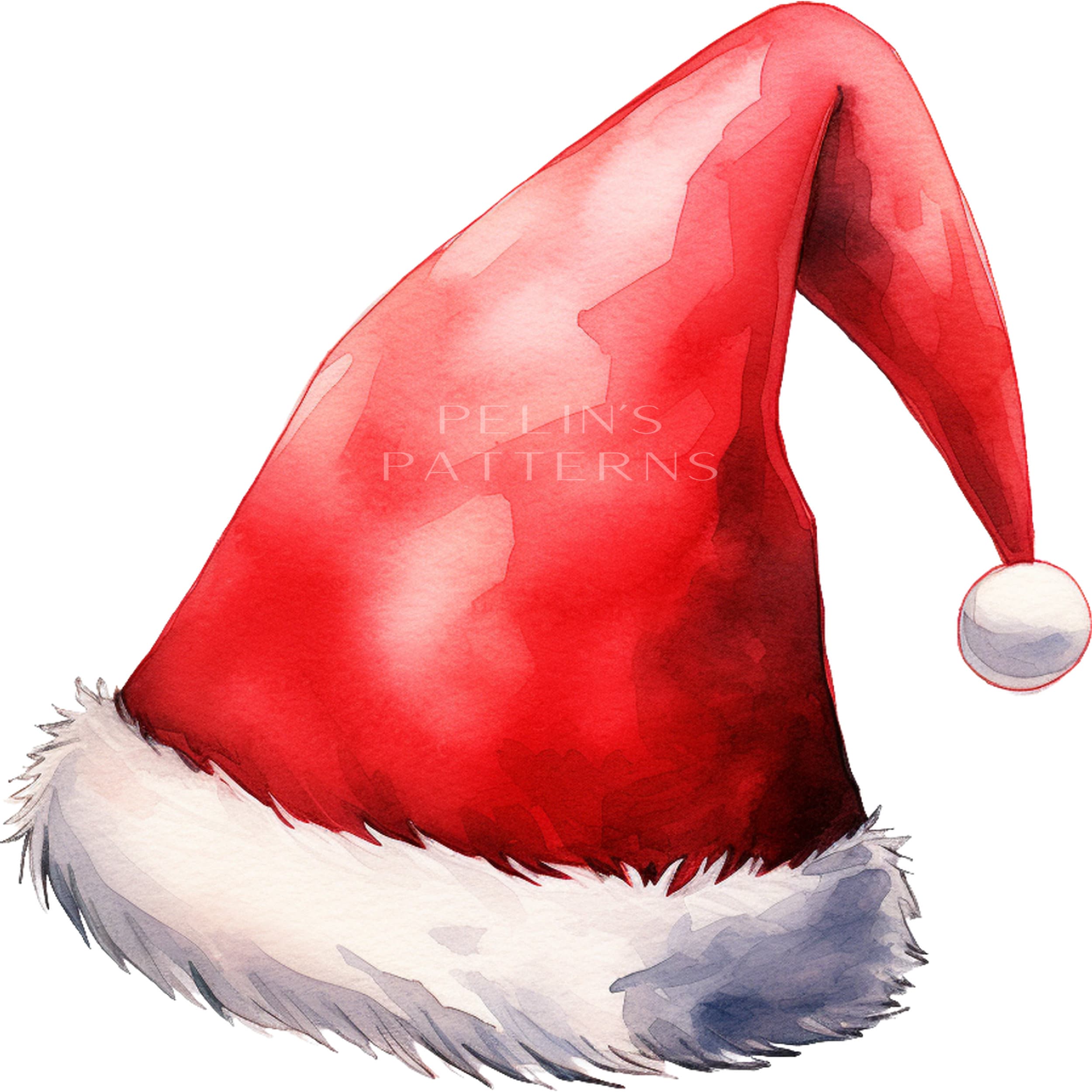 Watercolor Santa Hat Clipart PNG - Etsy