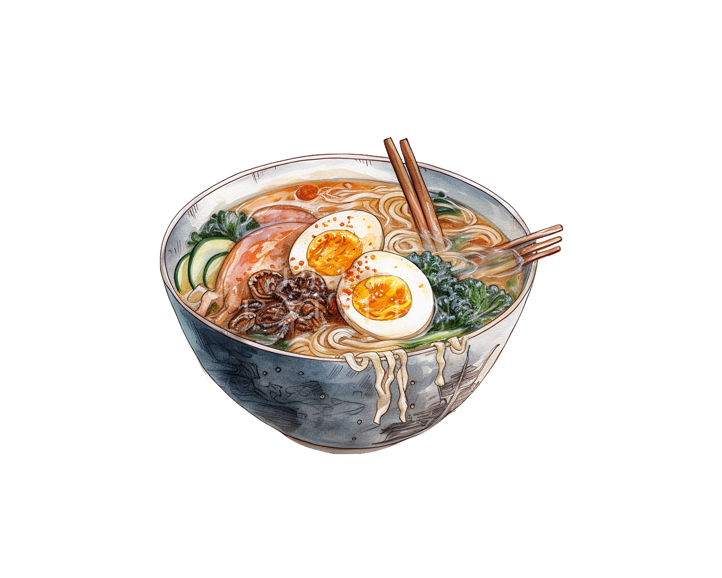 Ramen Watercolor Clipart PNG - Etsy