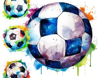 Soccer Ball Clipart, Soccer Ball PNG, Watercolor Soccer Ball Design Png ...