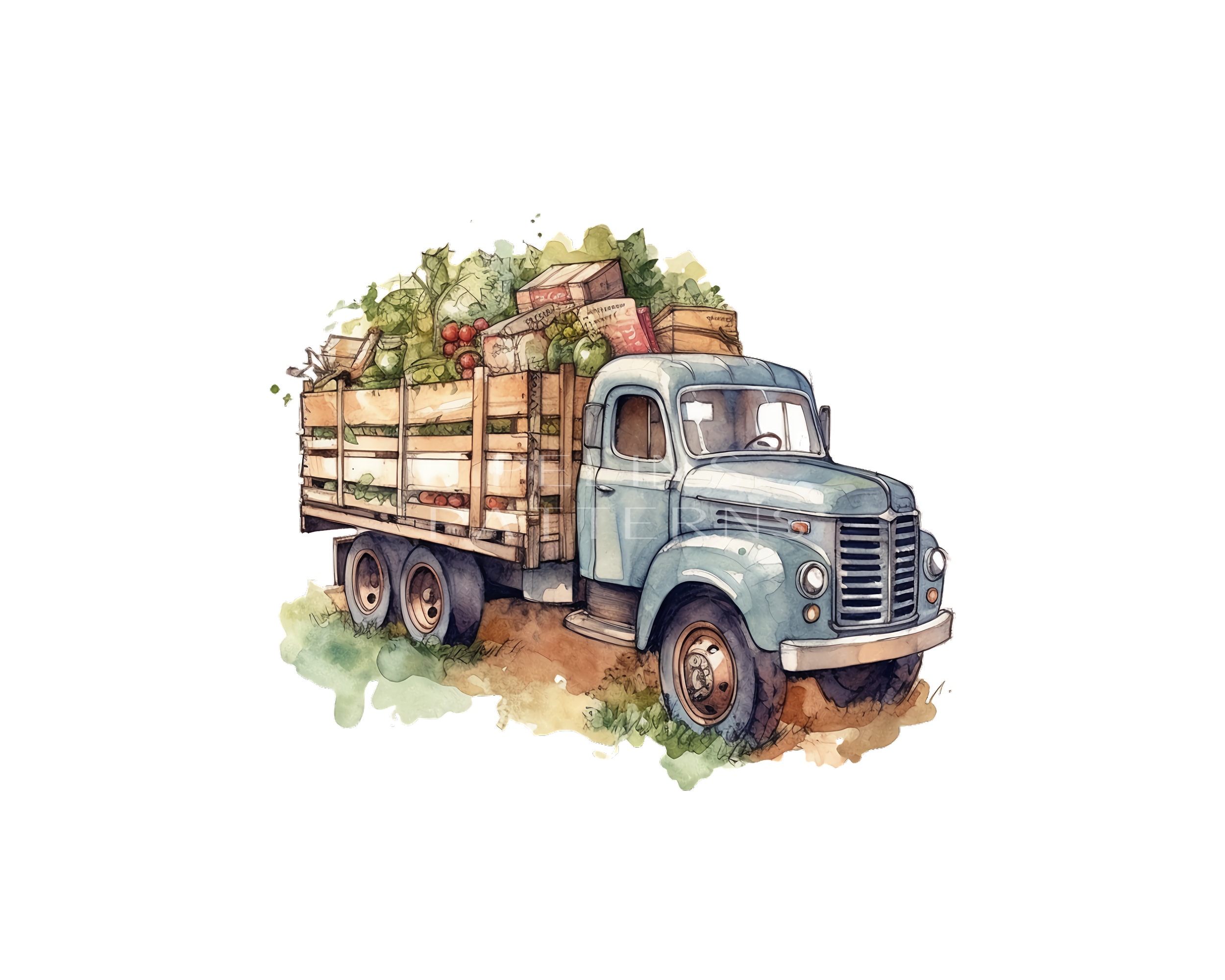 Farm Truck Watercolor Clipart PNG - Etsy