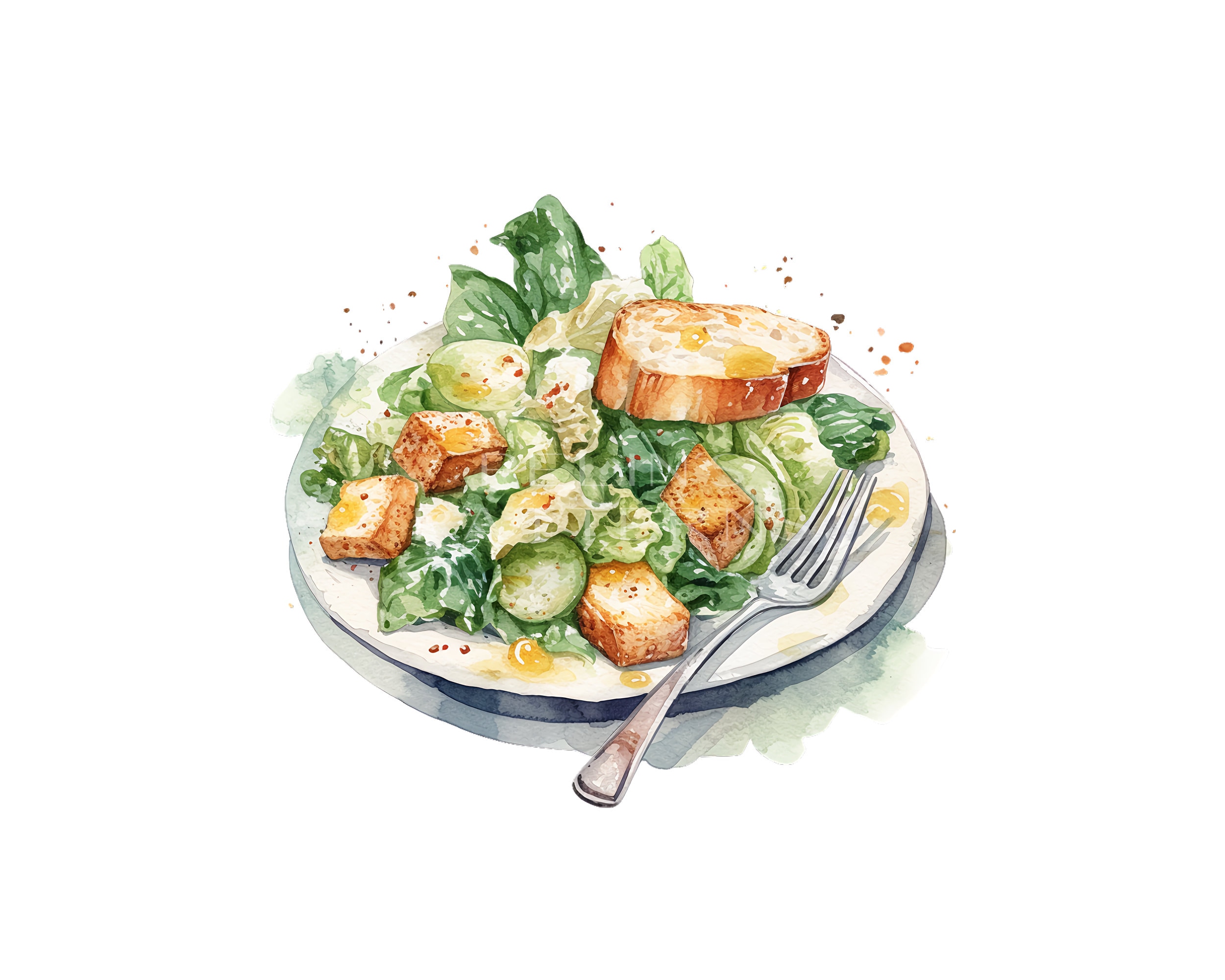 Classic Caesar Salad Watercolor Clipart PNG - Etsy