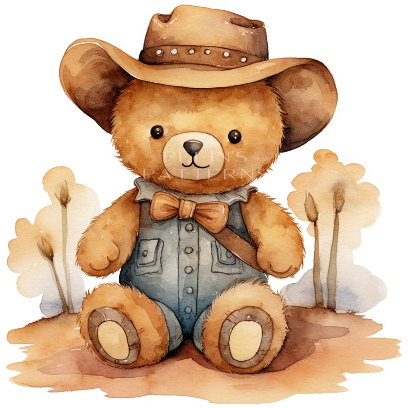 Cowboy Teddy Bear Png Clipart - Etsy