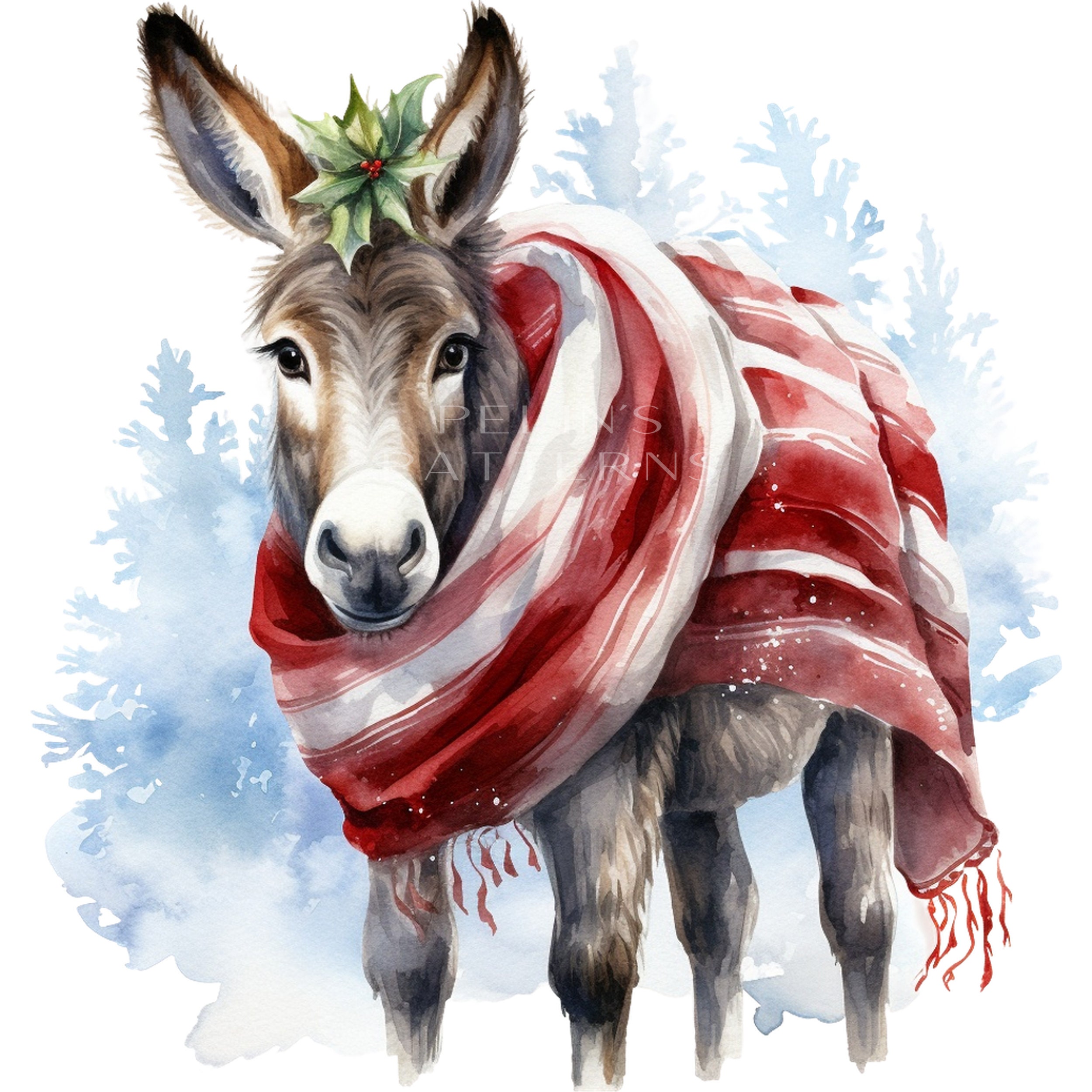Christmas Donkey Clipart PNG - Etsy