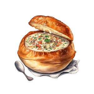 Food Clipart PNG, Clam Chowder - Etsy