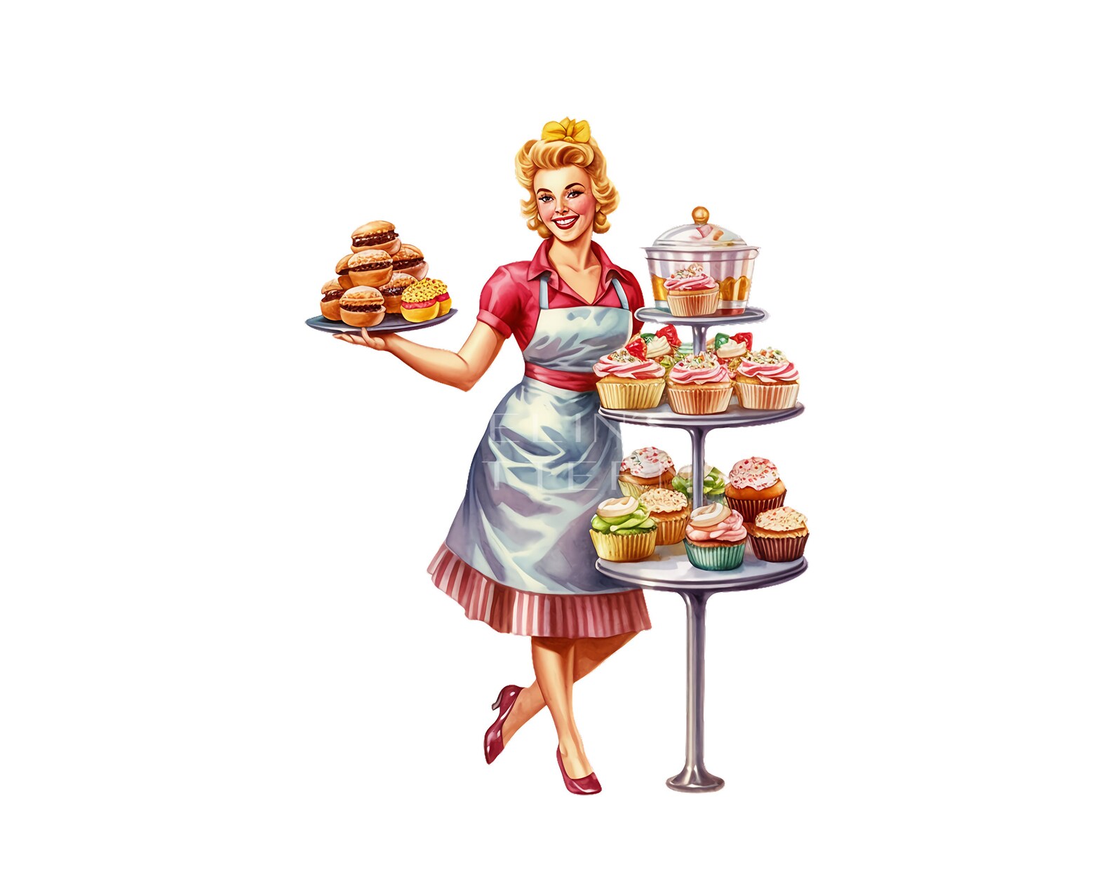 50s Milkshake Waitress Clipart PNG - Etsy