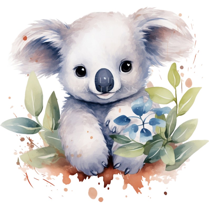 Watercolor Koala Clipart PNG - Etsy