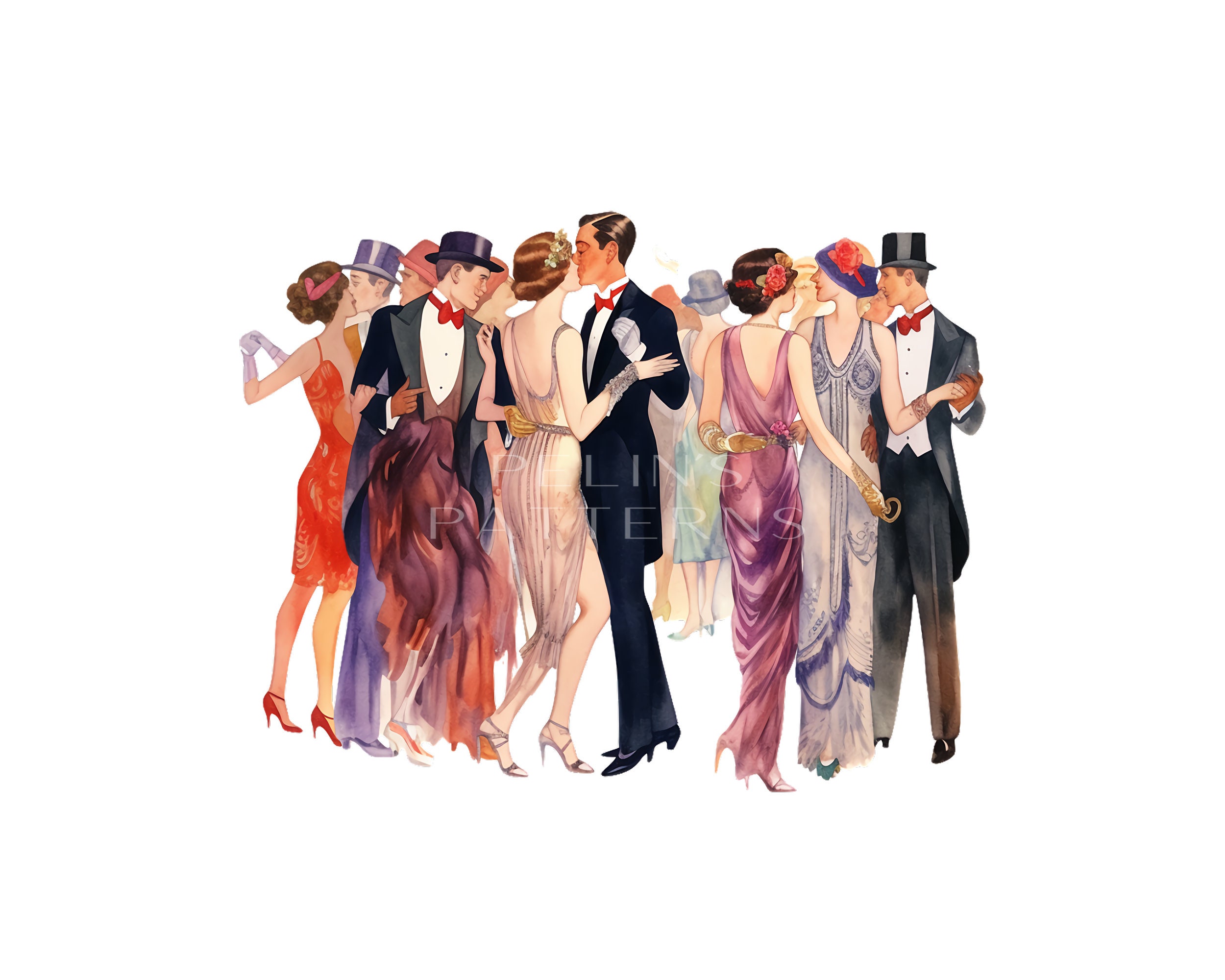 Gatsby Party-goers Clipart PNG - Etsy