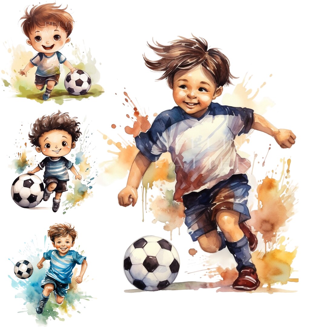 Watercolor Soccer Clipart PNG - Etsy