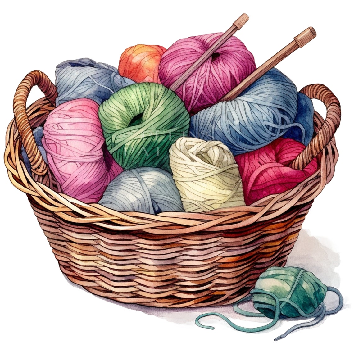 Yarn in A Basket Png Clipart - Etsy