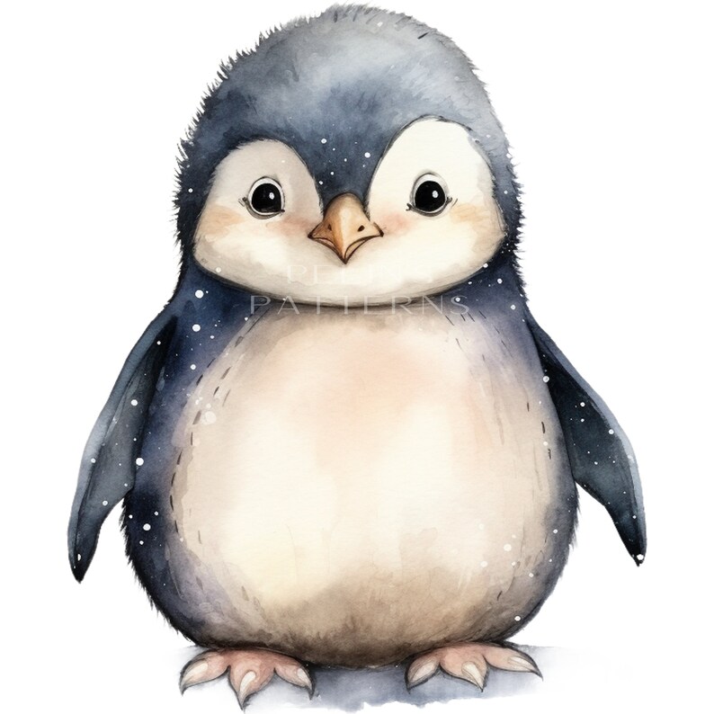 Watercolor Penguin Clipart PNG - Etsy