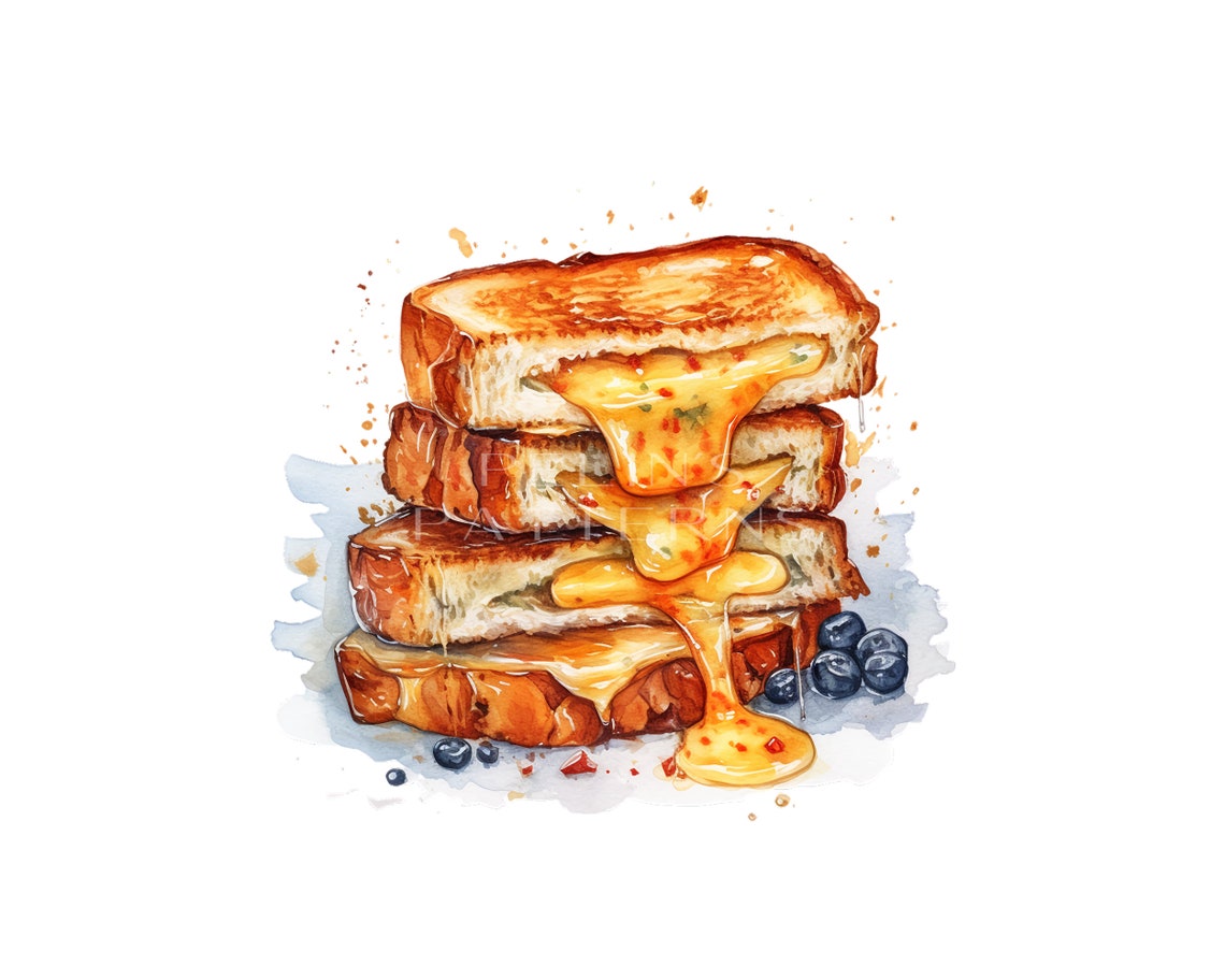 Grilled Cheese Sandwich Watercolor Clipart PNG - Etsy