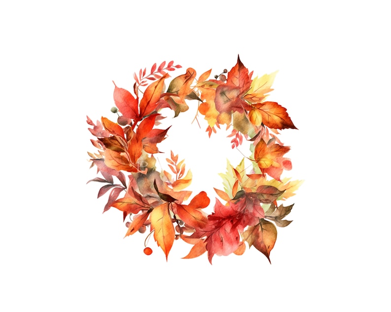 Autumn Leaves Garland PNG Clipart - Etsy