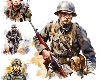 Vintage World War Cliparts and PNG Bundle, Digital Download, US Soldier ...