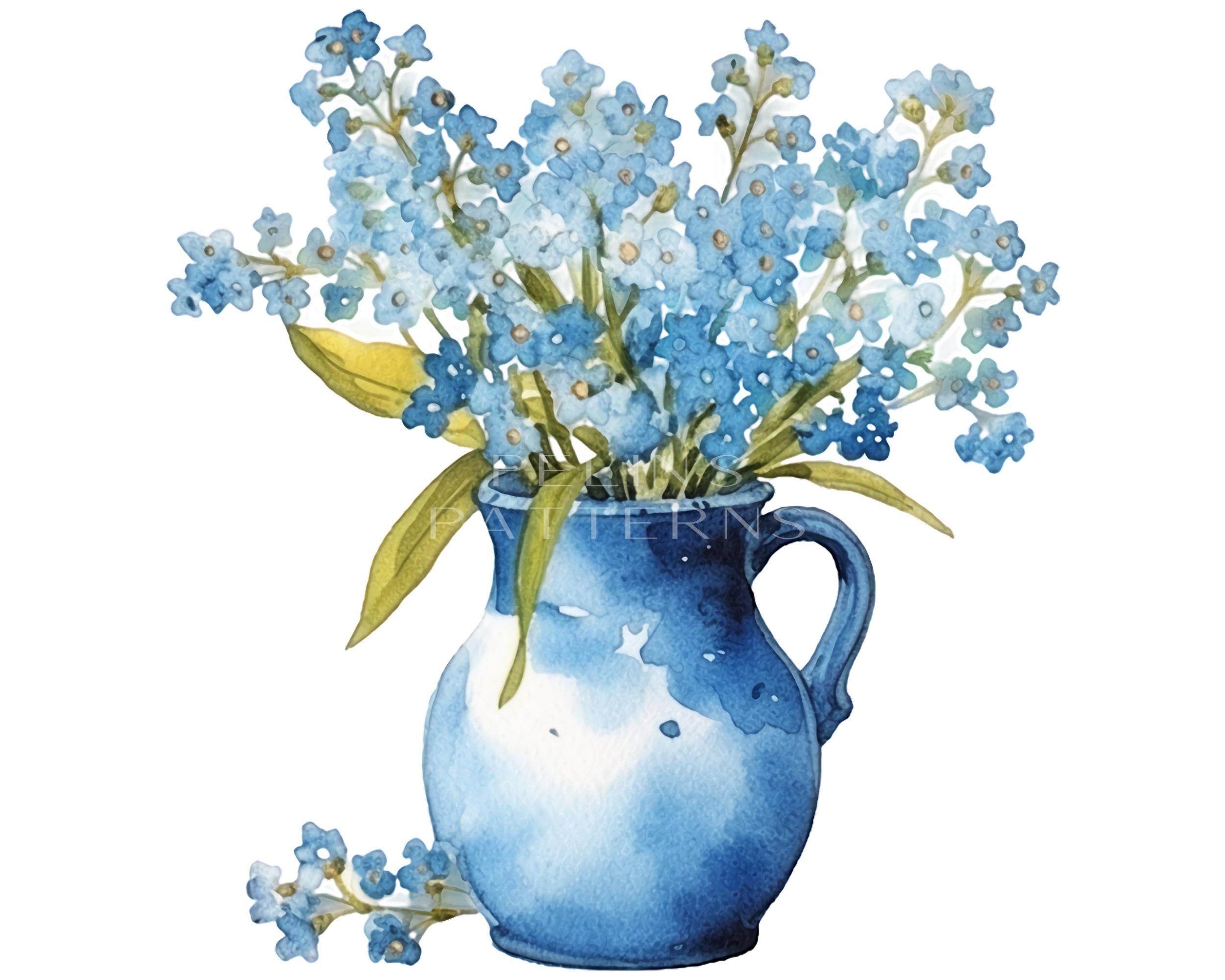 Forget-me-not in a Vase PNG Clipart - Etsy