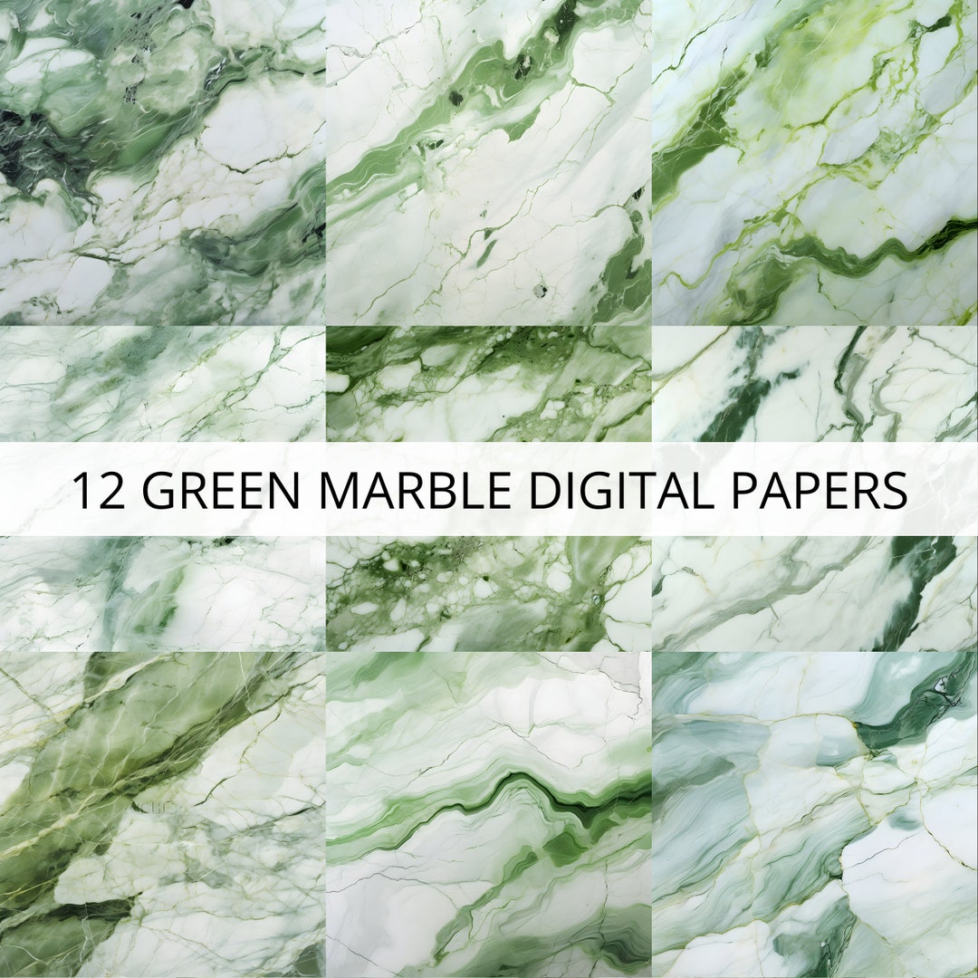 12 Green Marble Digital Paper Marble Texture Pattern - Etsy