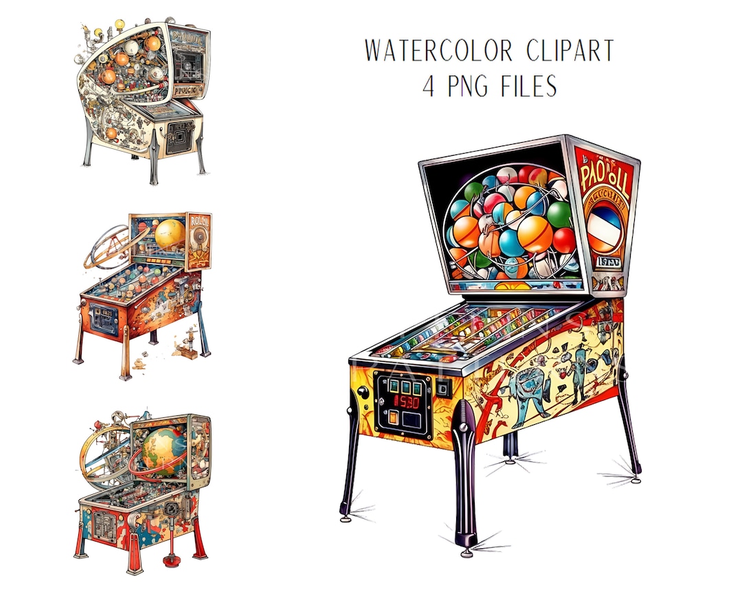 Vintage Pinball Machine Clipart PNG - Etsy