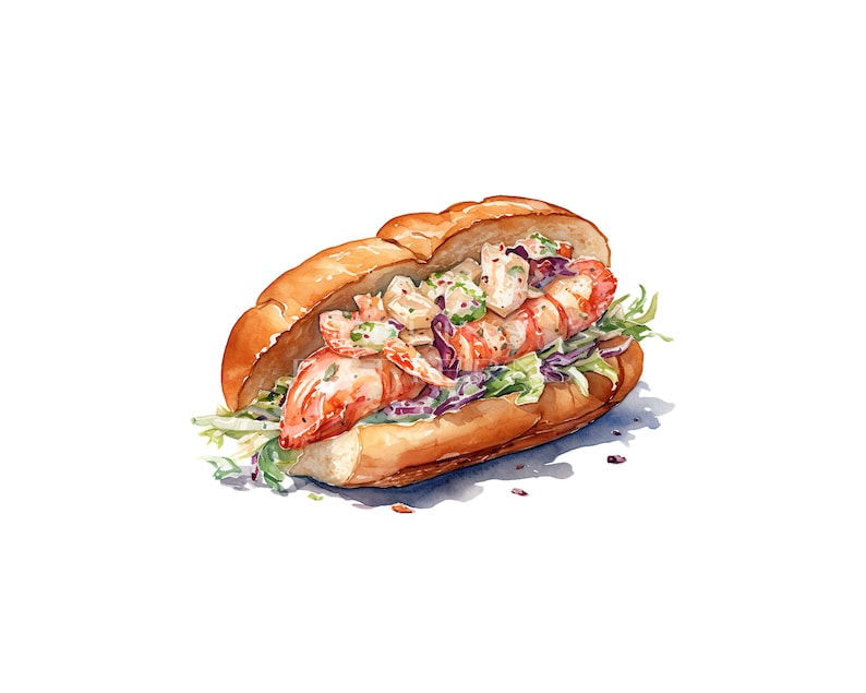 Lobster Roll Watercolor Clipart PNG - Etsy