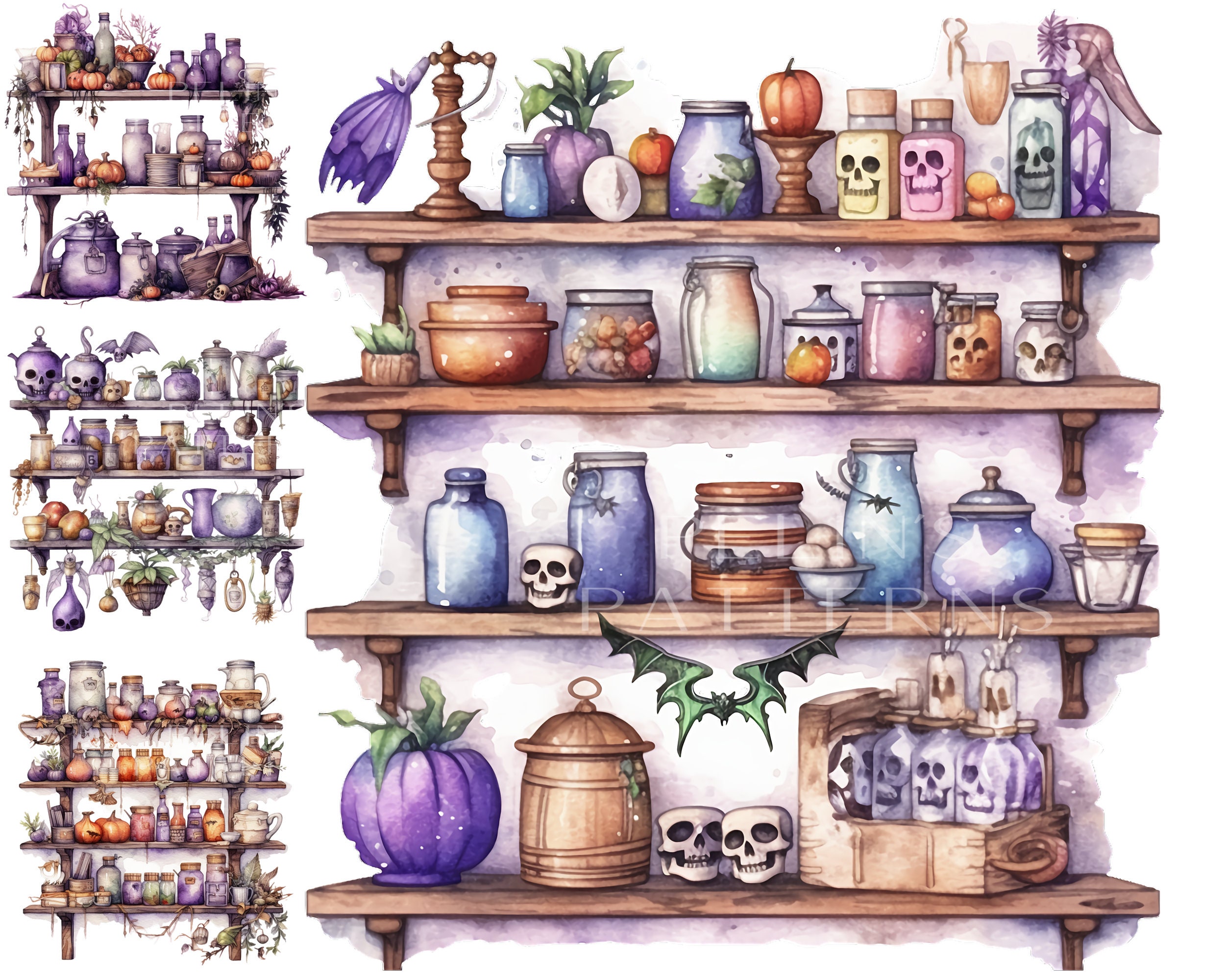 Witches Potion Shelf Clipart PNG - Etsy