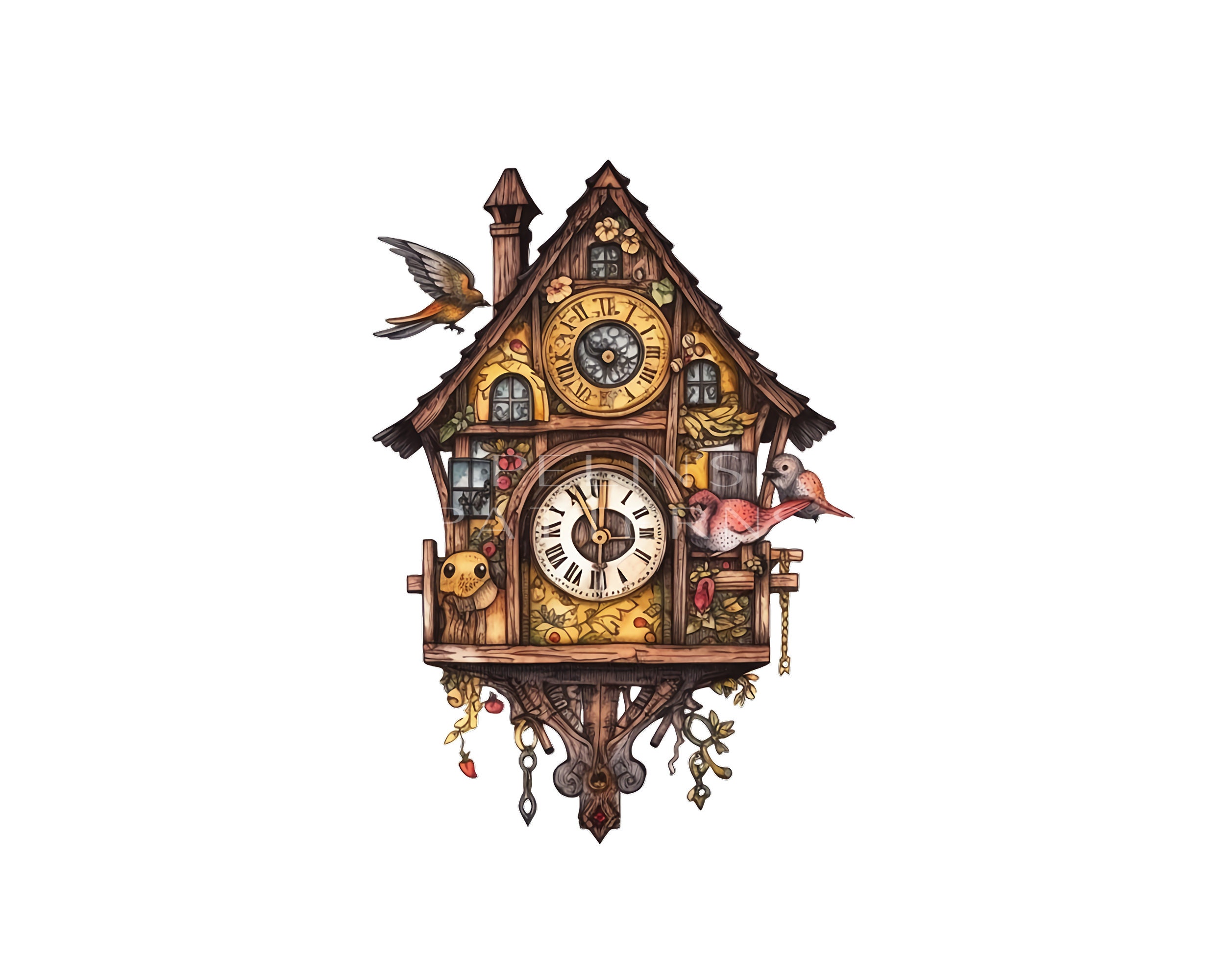 Charming Cuckoo Clock Clipart PNG - Etsy