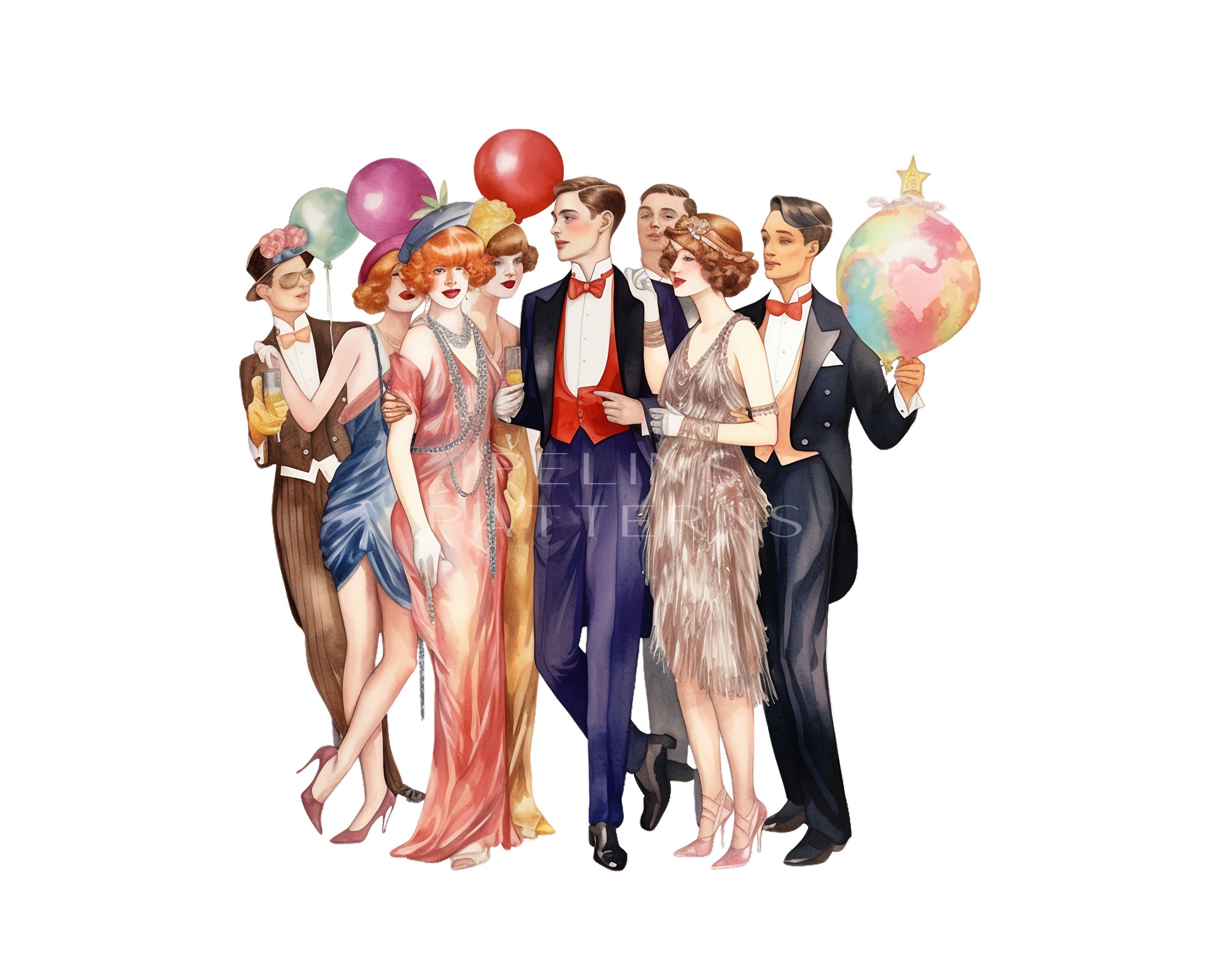 Gatsby Party-goers Clipart PNG - Etsy