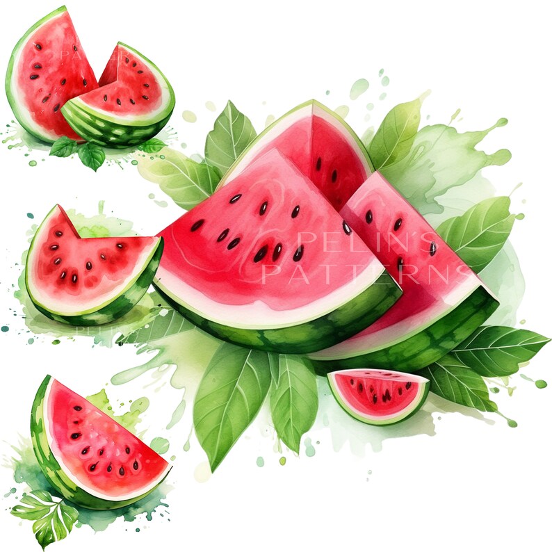 Watercolor Watermelon Clipart PNG - Etsy
