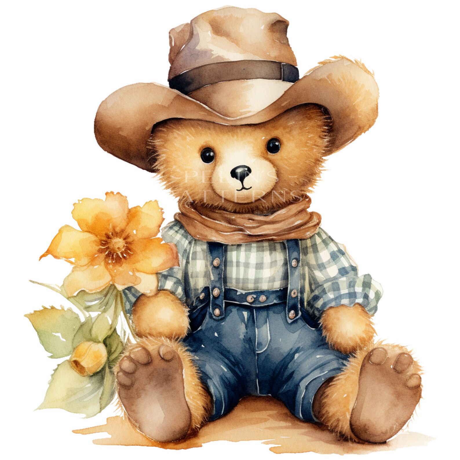 Cowboy Teddy Bear Png Clipart - Etsy