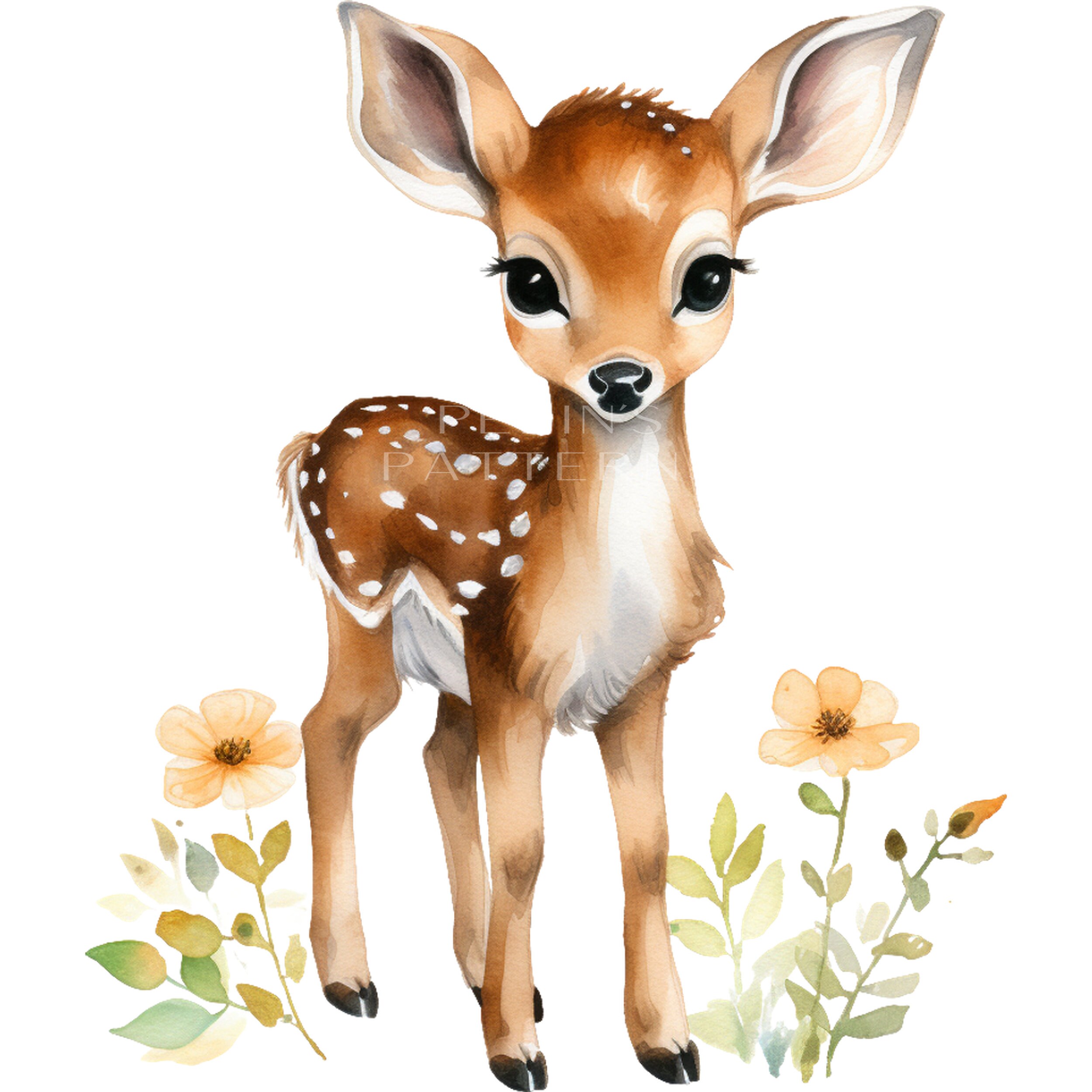 Watercolor Deer Clipart PNG - Etsy