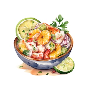 Ceviche Watercolor Clipart PNG - Etsy
