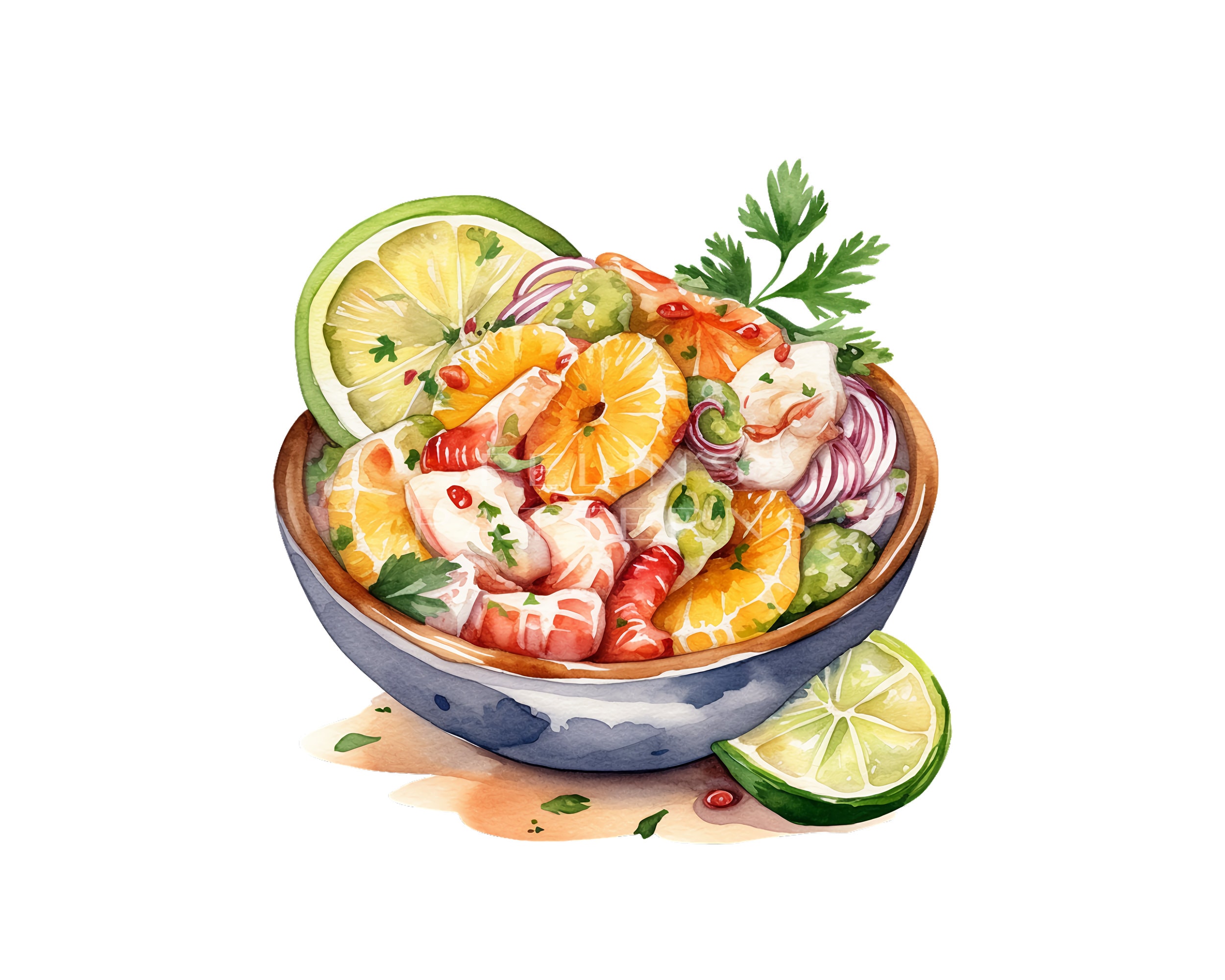 Ceviche Watercolor Clipart PNG - Etsy