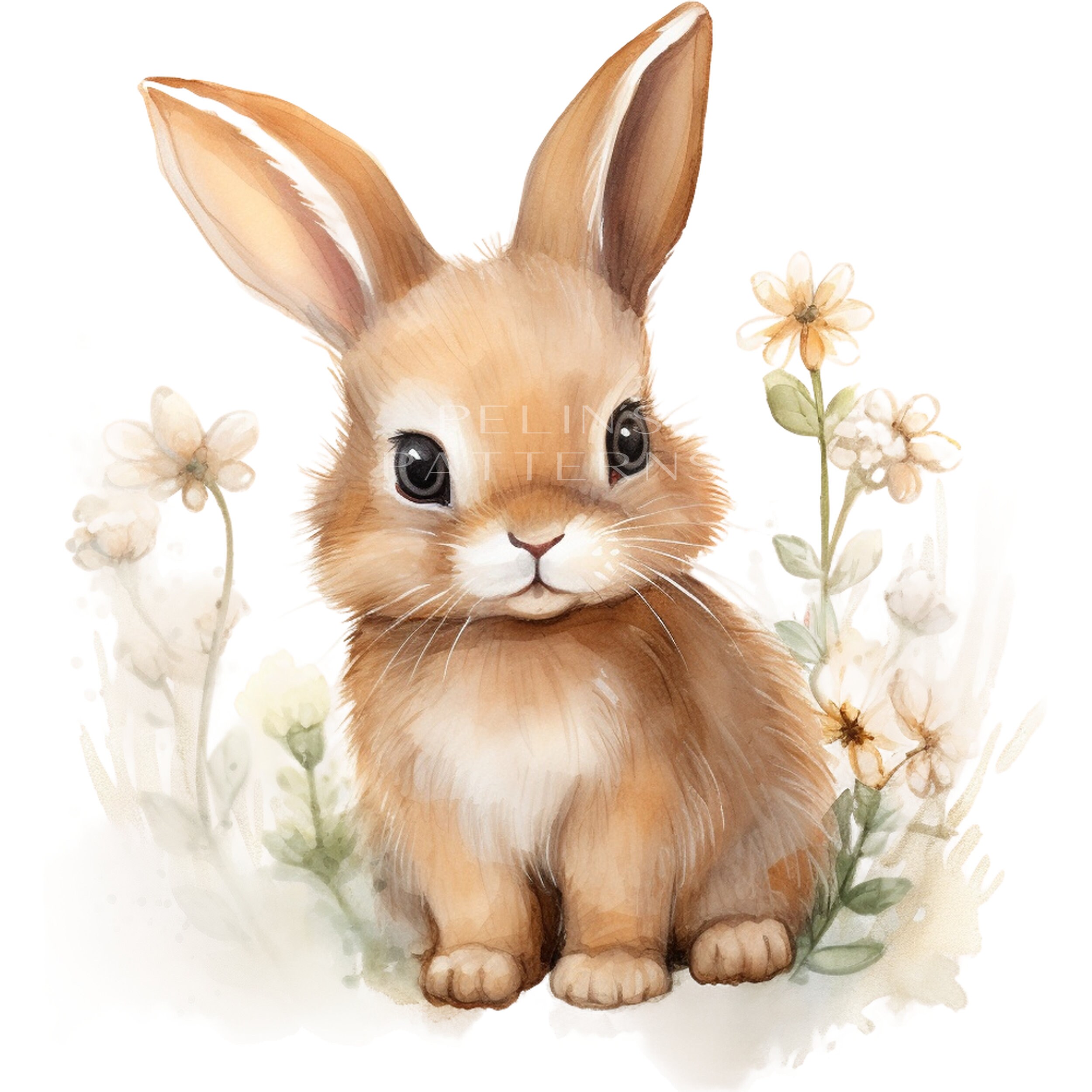 Watercolor Rabbit Clipart PNG - Etsy