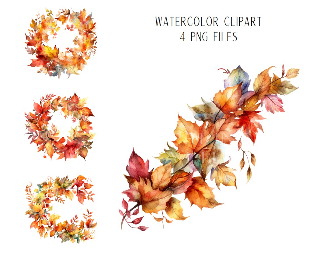 Autumn Leaves Garland PNG Clipart - Etsy