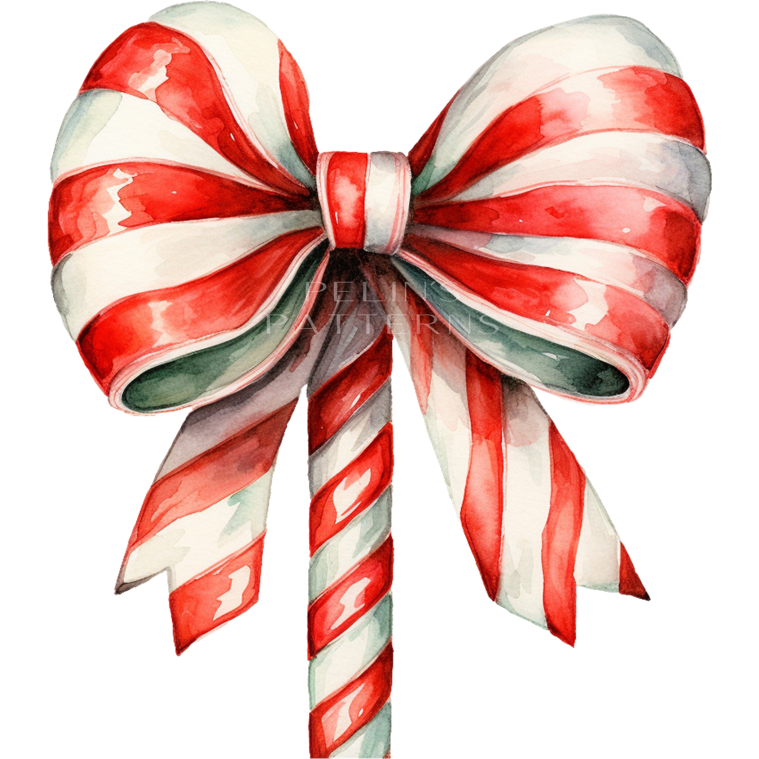 Candy Cane Watercolor Clipart PNG, Christmas Illustration PNG - Etsy