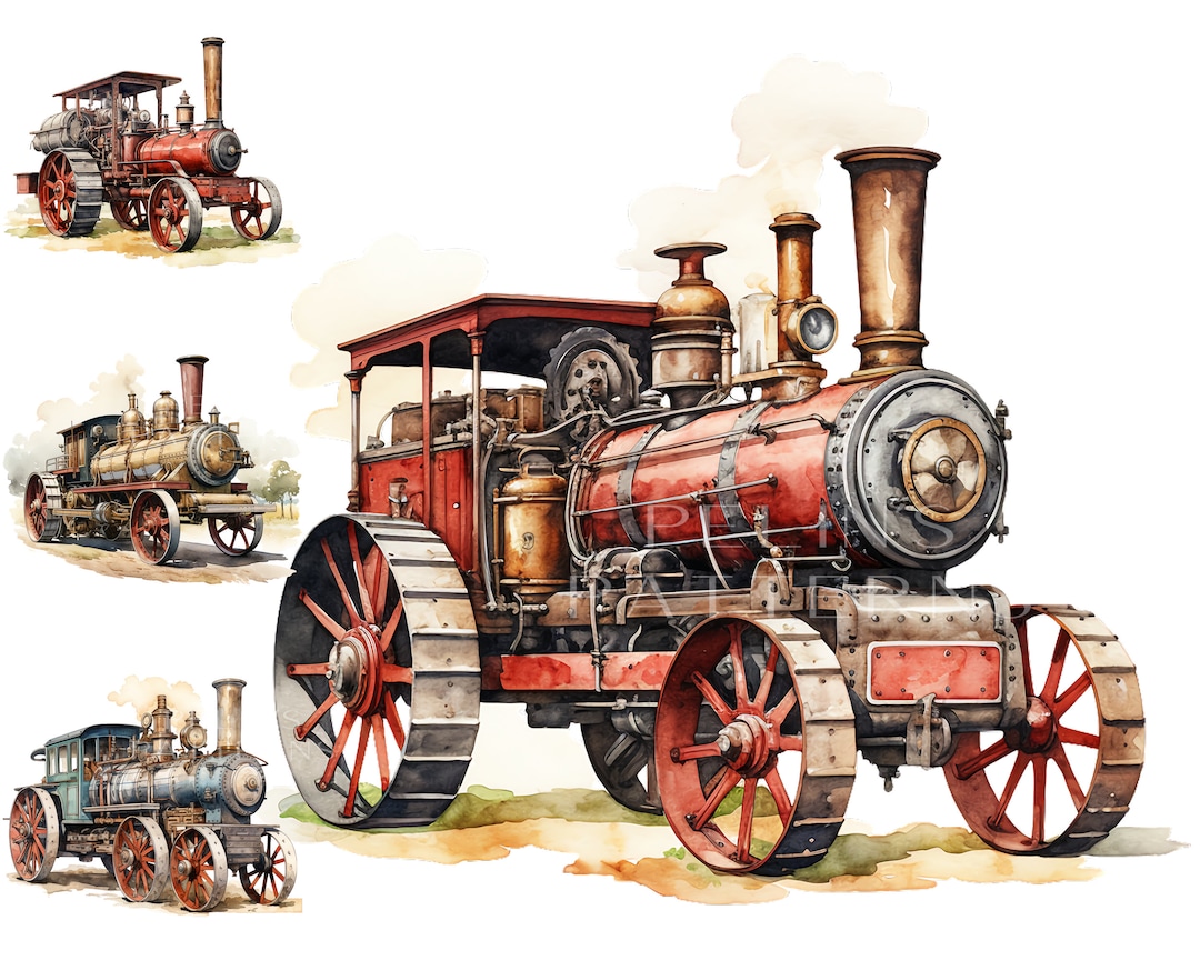Vintage Traction Engine Clipart PNG - Etsy UK