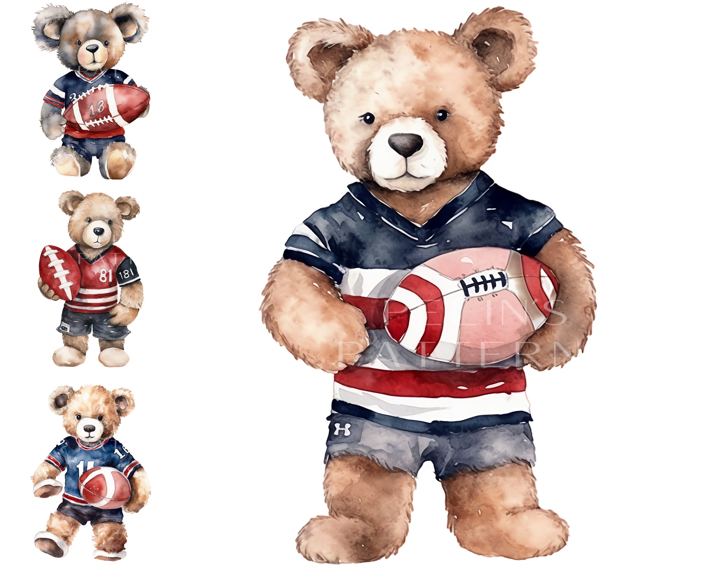 Rugby Player Teddy Bear Clipart - Etsy