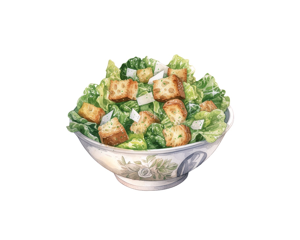 Caesar Salad Watercolor Clipart PNG - Etsy