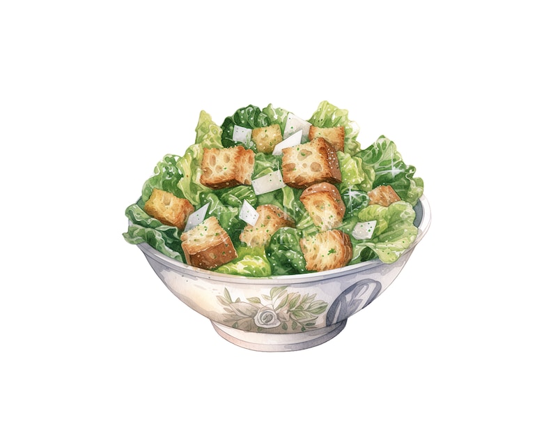 Caesar Salad Watercolor Clipart PNG - Etsy