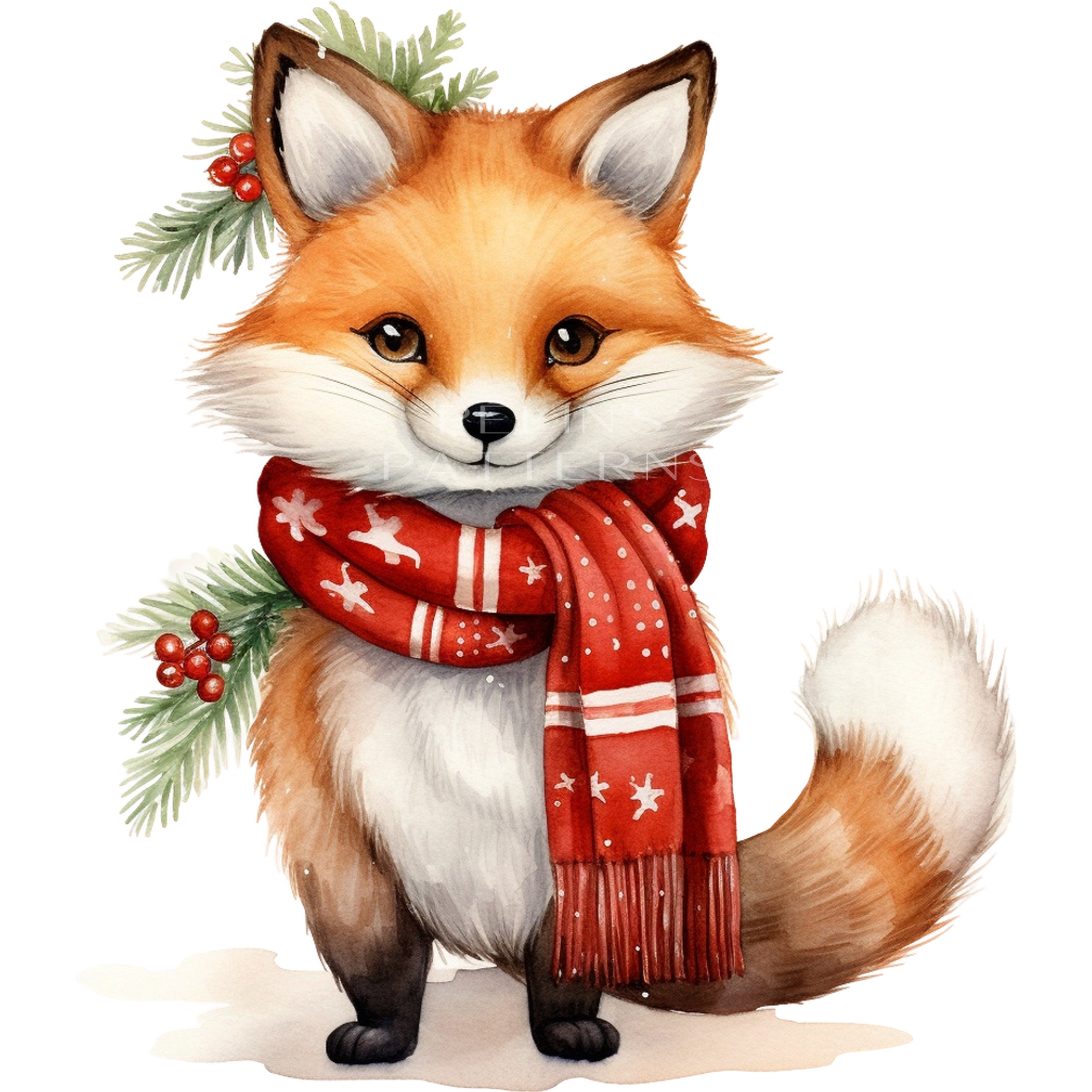 Christmas Fox Watercolor Clipart PNG, Christmas Illustration PNG - Etsy