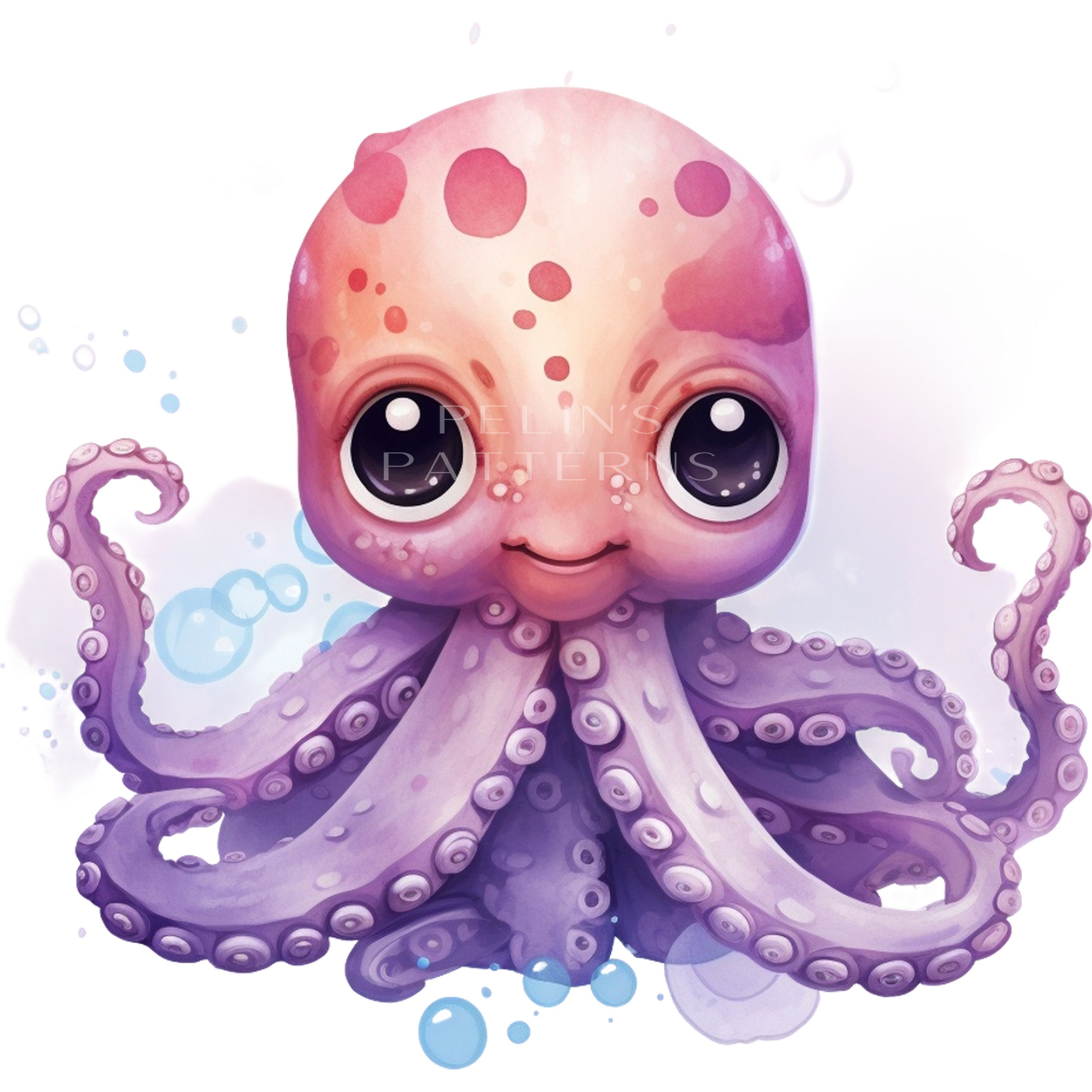 Watercolor Octopus Clipart PNG - Etsy