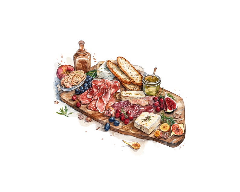 Charcuterie Board Watercolor Clipart PNG - Etsy