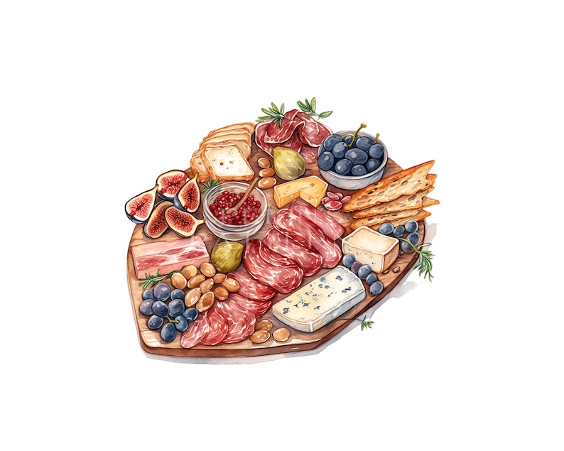 Charcuterie Board Watercolor Clipart PNG - Etsy