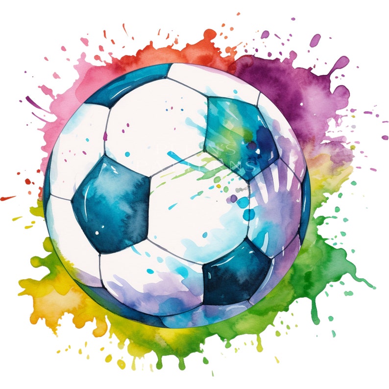 Watercolor Soccer Ball Clipart PNG - Etsy