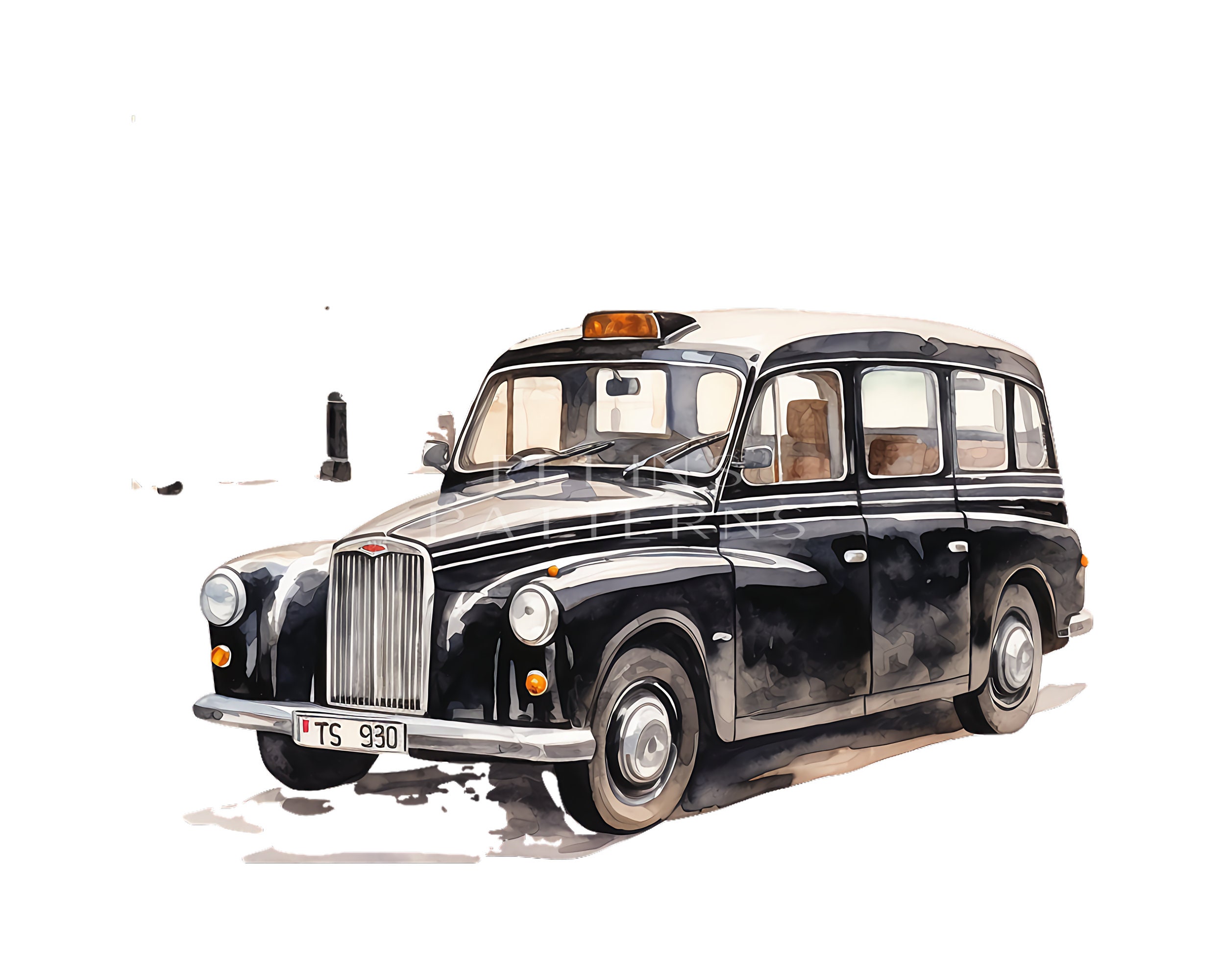 Vintage London Black Cab Clipart PNG - Etsy