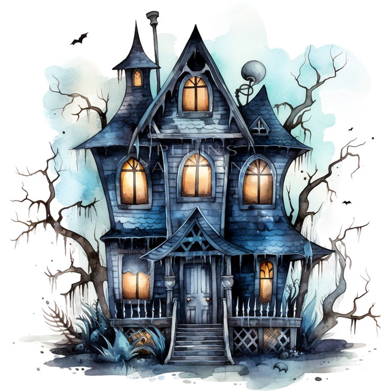Haunted House Clipart PNG - Etsy