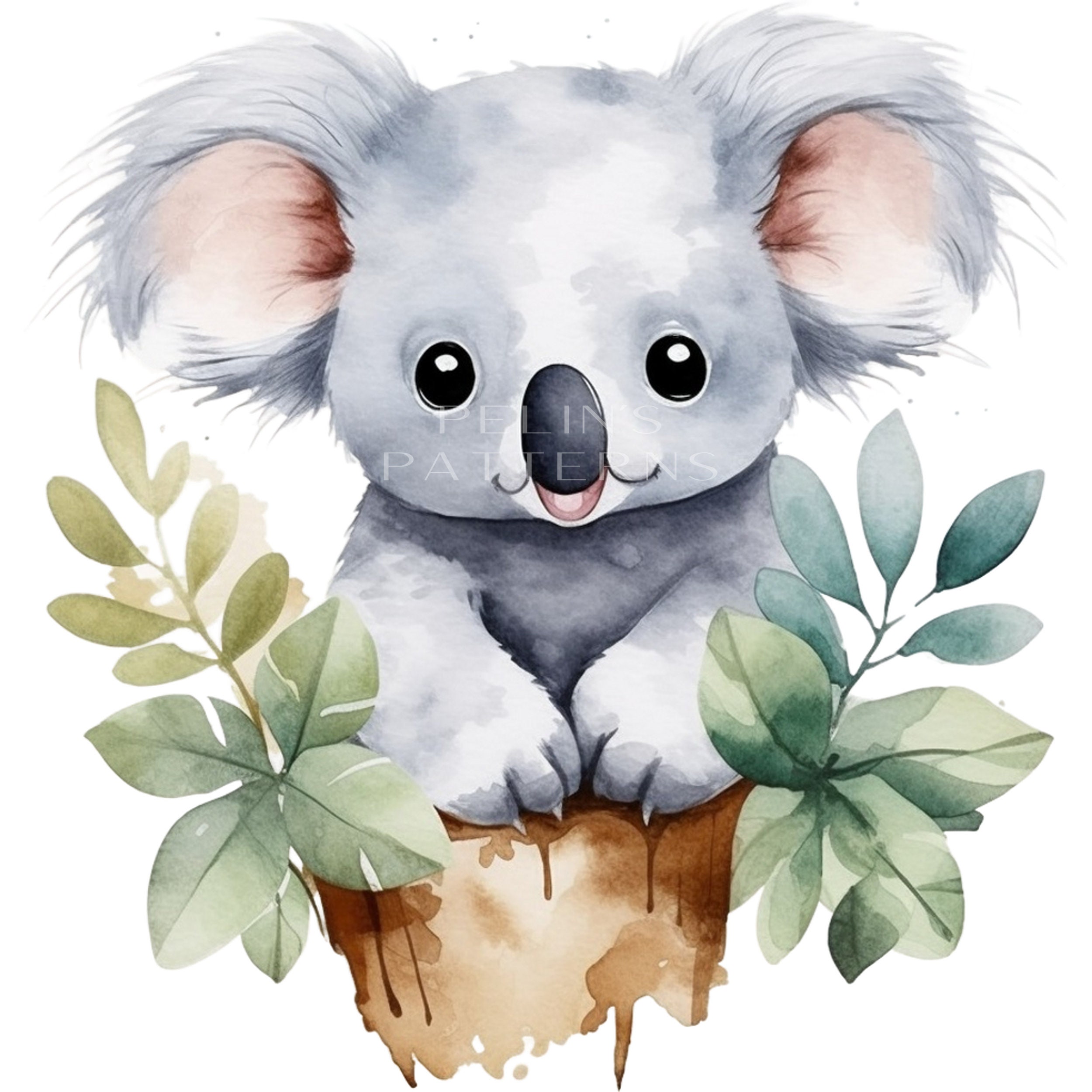 Watercolor Koala Clipart PNG - Etsy