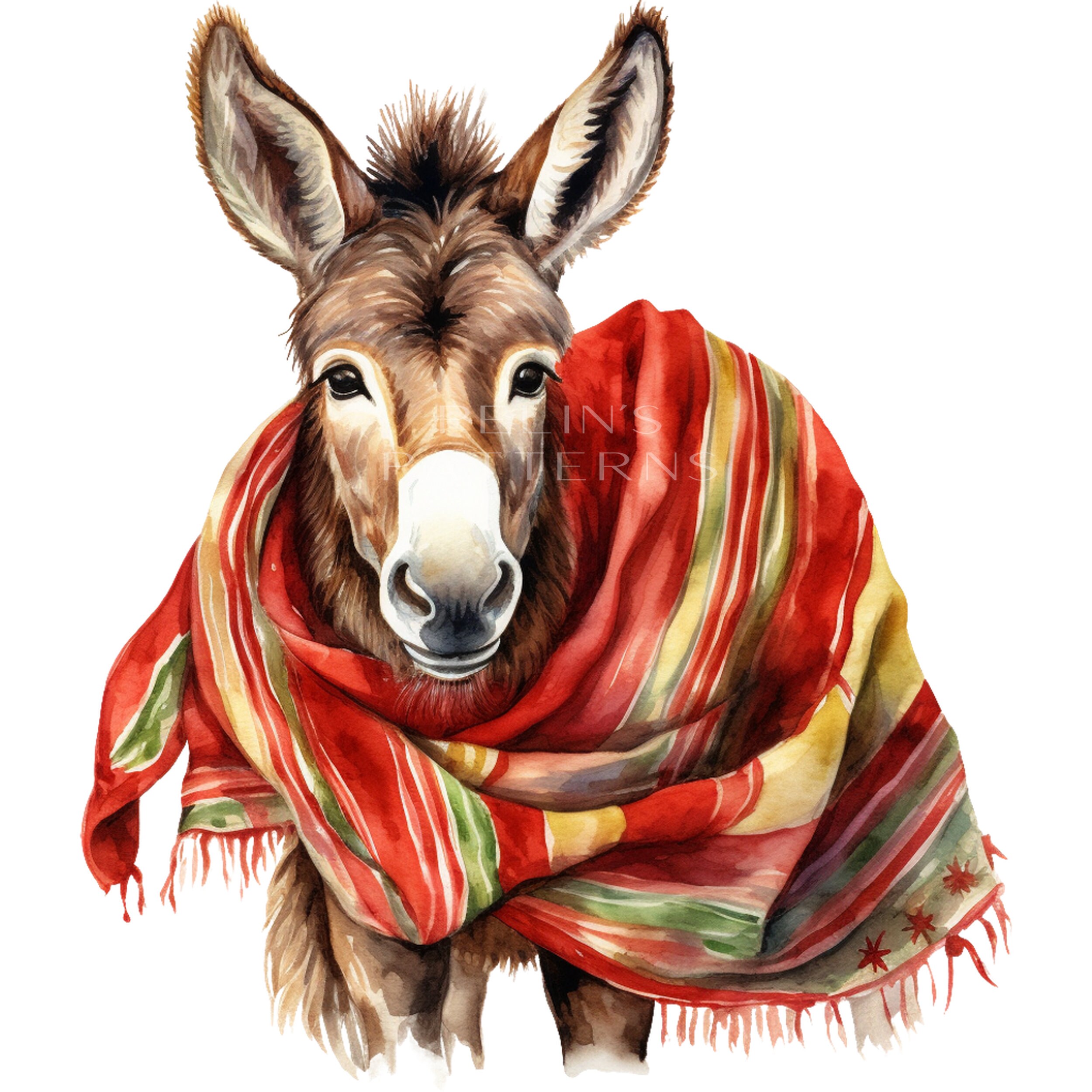 Christmas Donkey Clipart PNG - Etsy