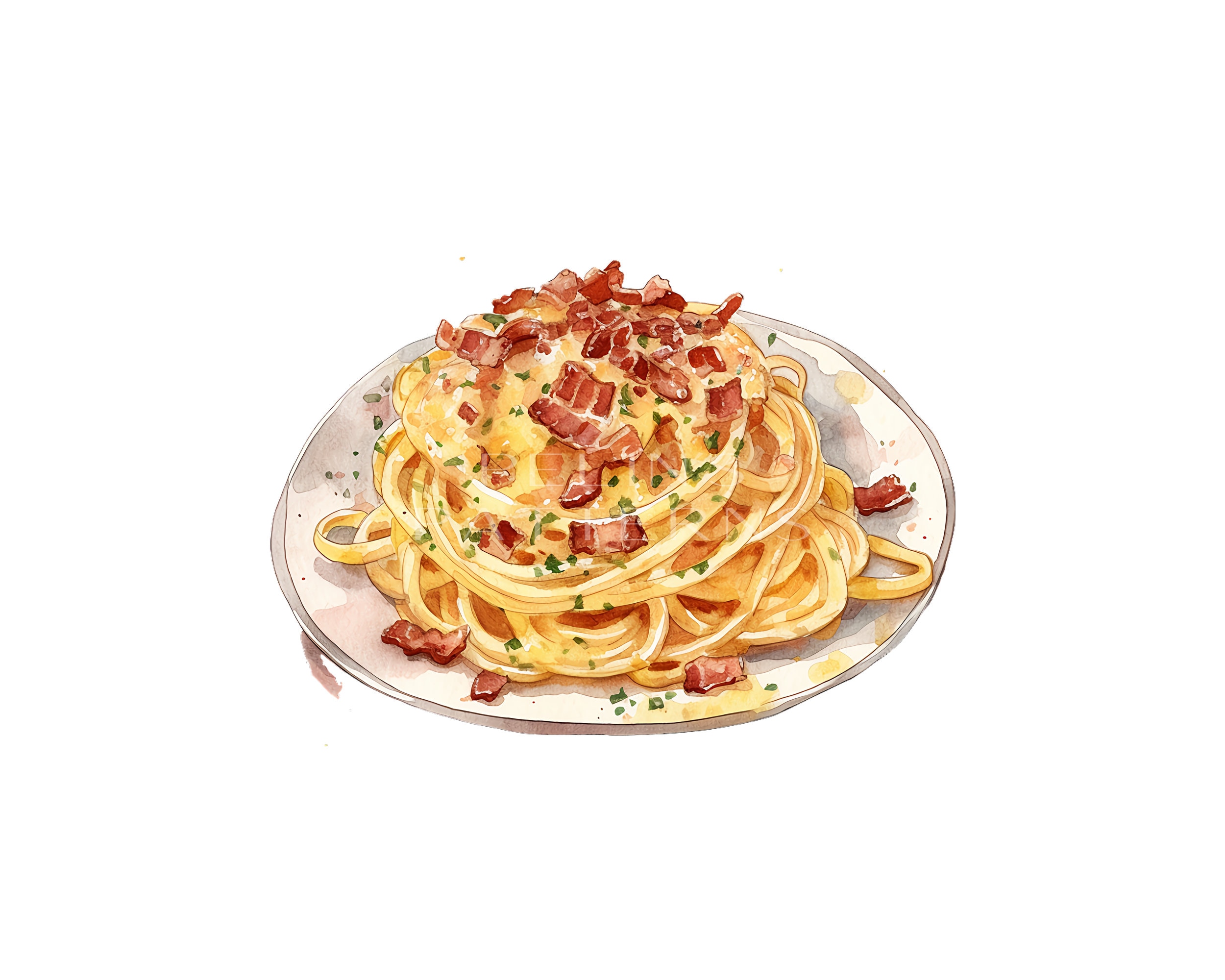 Spaghetti Carbonara Watercolor Clipart PNG - Etsy