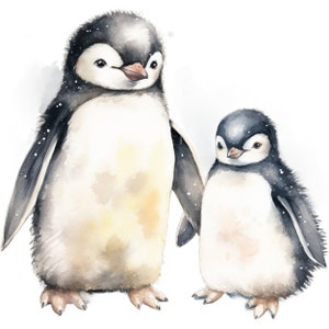 Watercolor Penguin Clipart PNG - Etsy